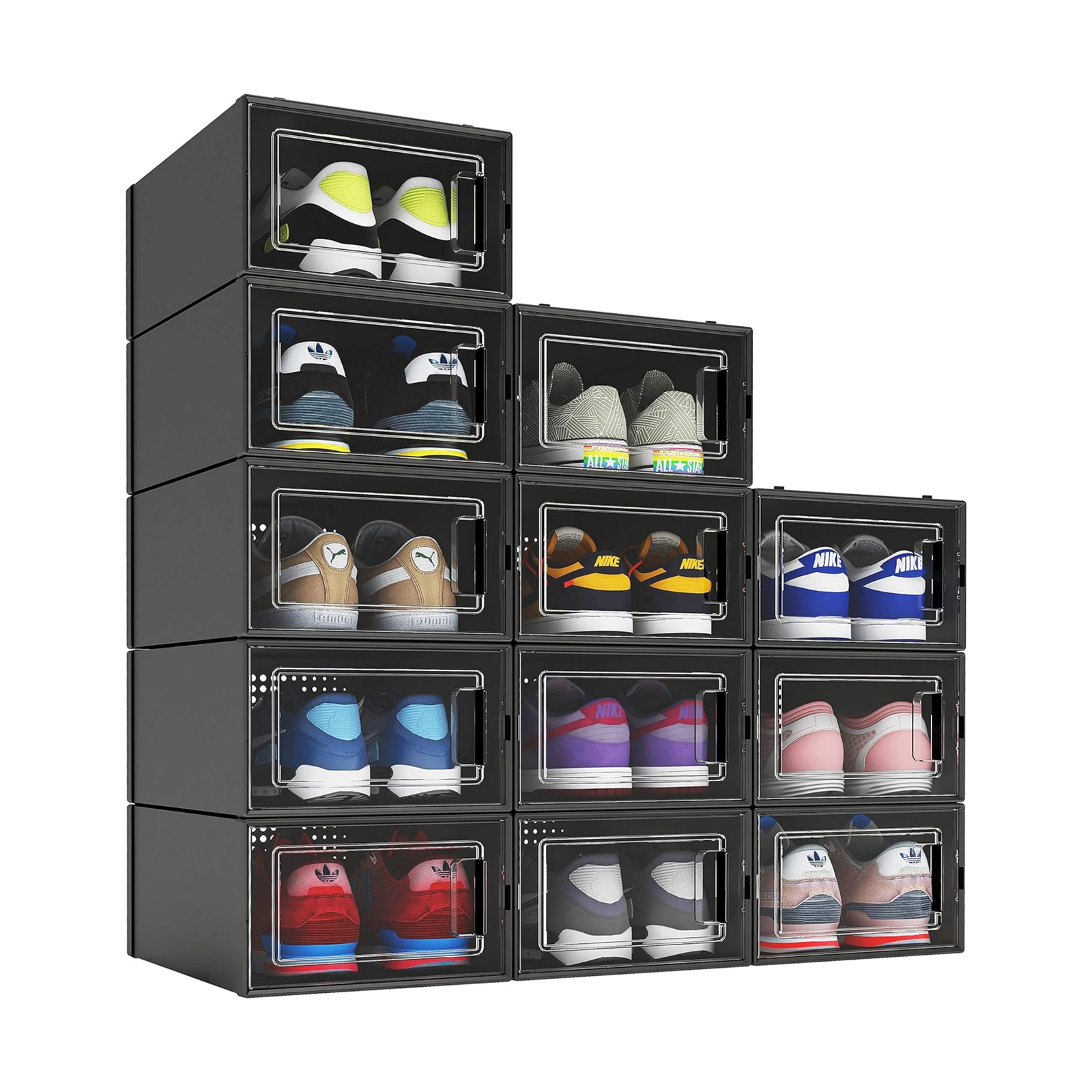 Black Plastic Shoe Containers Clear Stackable Manufacturer OEM ...